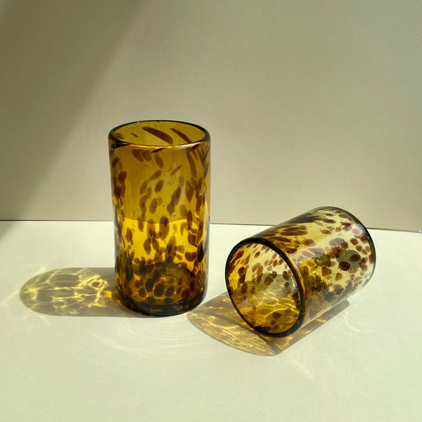 Alban Handblown Tall Glass - Amber - INCASA